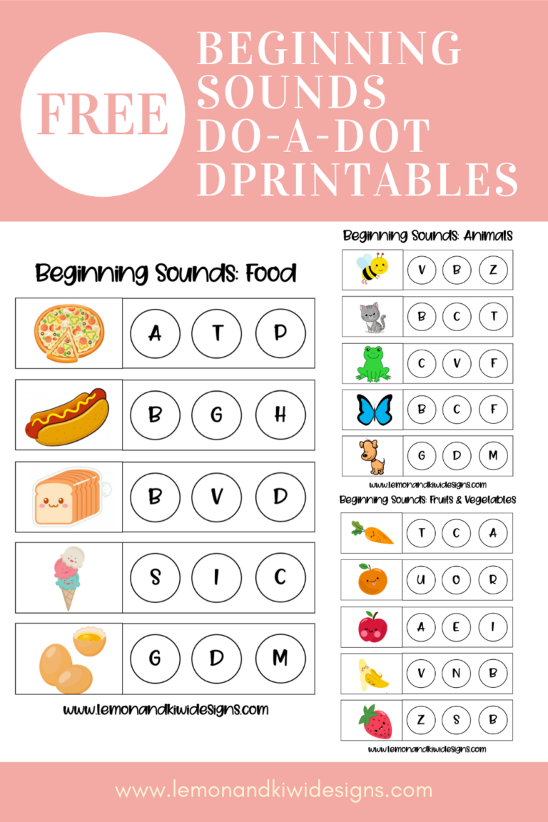 Beginning Sounds and Phonics Do-A-Dot Printables - Lemon and Kiwi Designs