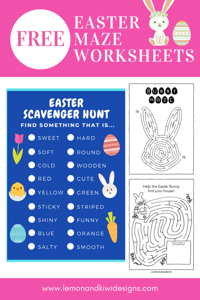 Free Easter Maze Worksheets for Kids - Lemon and Kiwi Designs