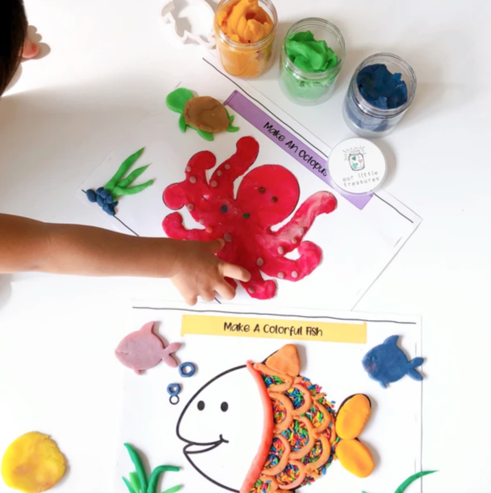 Free Under the Sea Playdough Mats - Lemon and Kiwi Designs