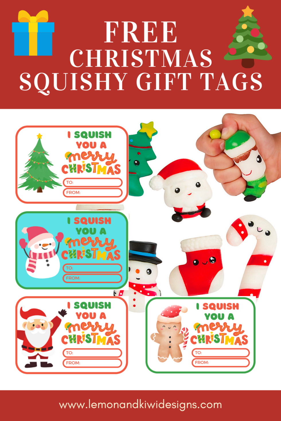 Christmas Squishy Gift Favor Tags - Lemon and Kiwi Designs