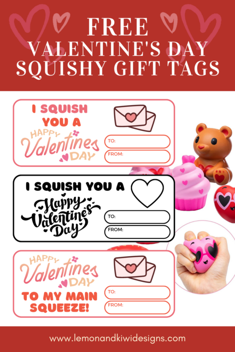 Valentine’s Squishy Toy Gift Favor Tags - Lemon and Kiwi Designs