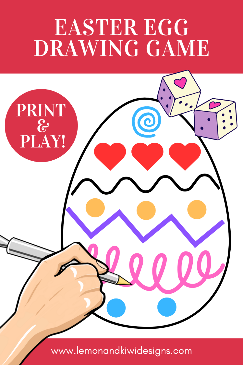 Free Easter Egg Drawing Game - A Printable Dice Game to Teach Pattern ...